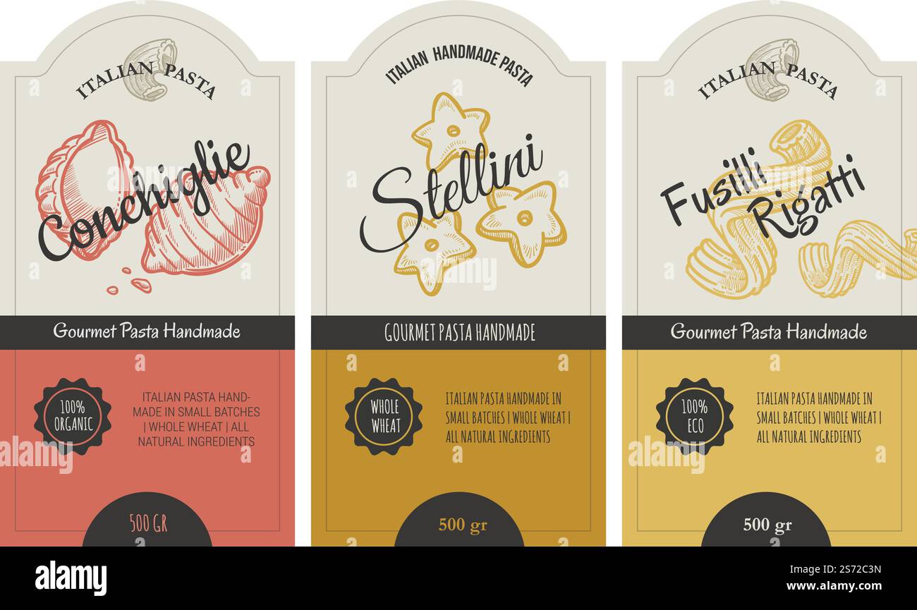 Italian pasta and macaroni labels for packages hi-res stock photography ...