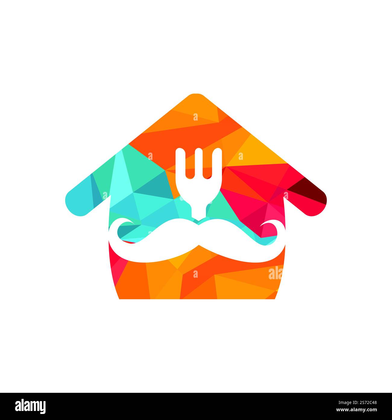Food guru logo template design. illustration mustache with fork and ...