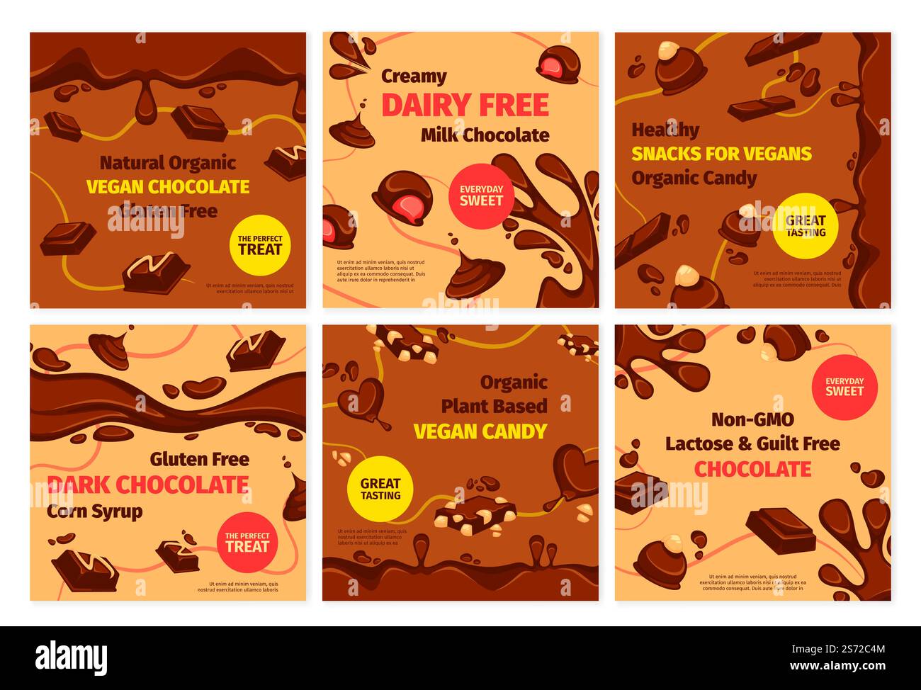 Vegan chocolate promotion, social media design. Healthy vegetarian ...