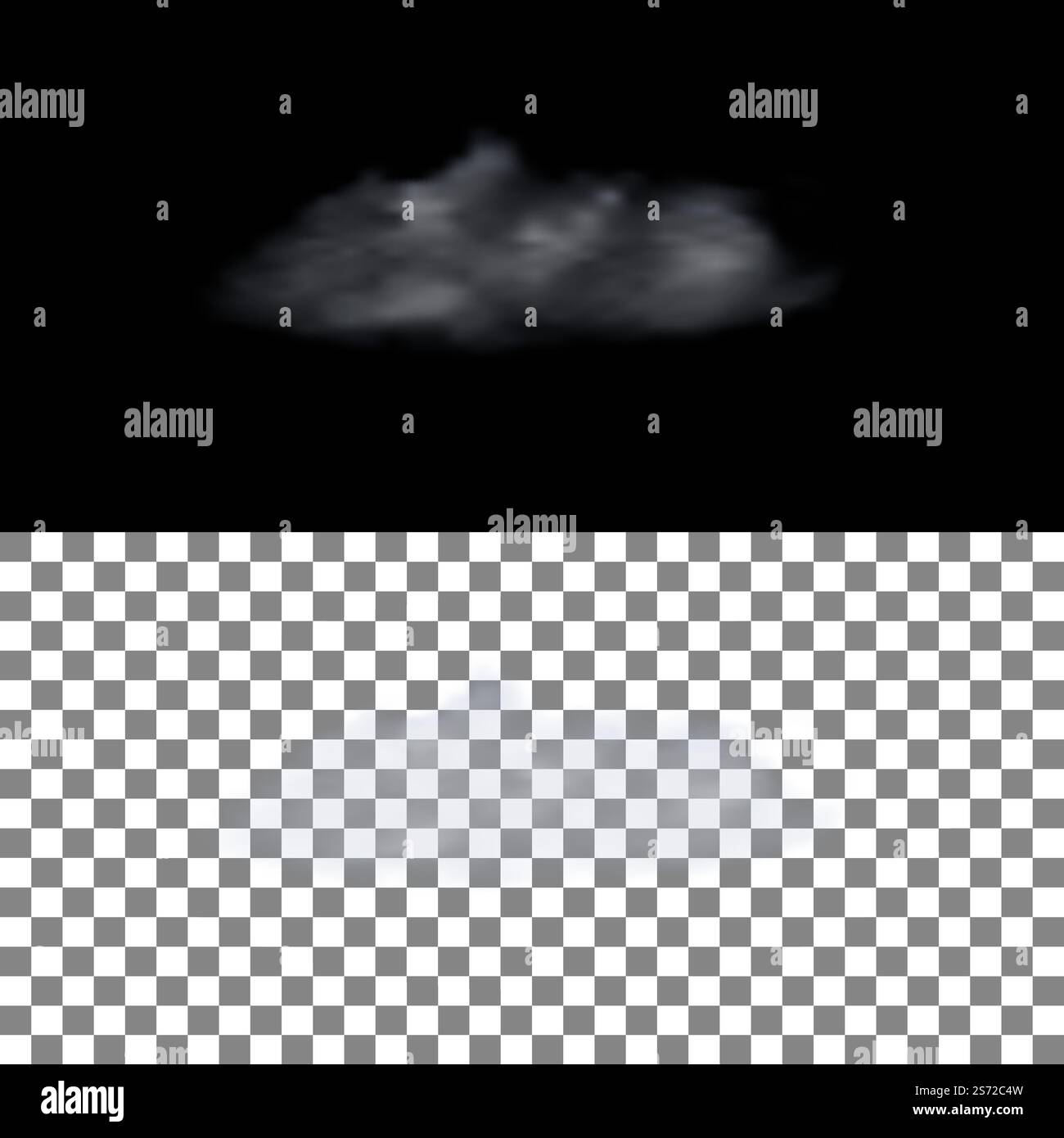 Realistic Cloud With Transparency On Black And Grid Background. Vector ...