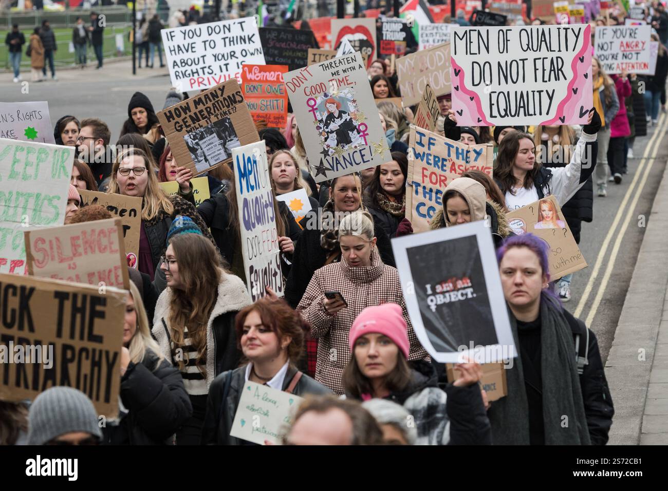 London, UK. 18th January, 2025. Demonstrators march in solidarity with ...