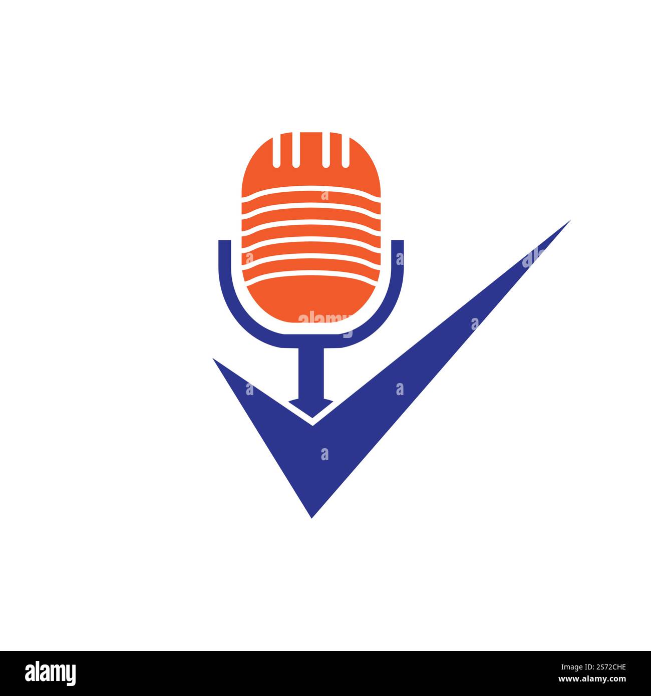 Check podcast vector logo design template. Microphone and tick icon ...