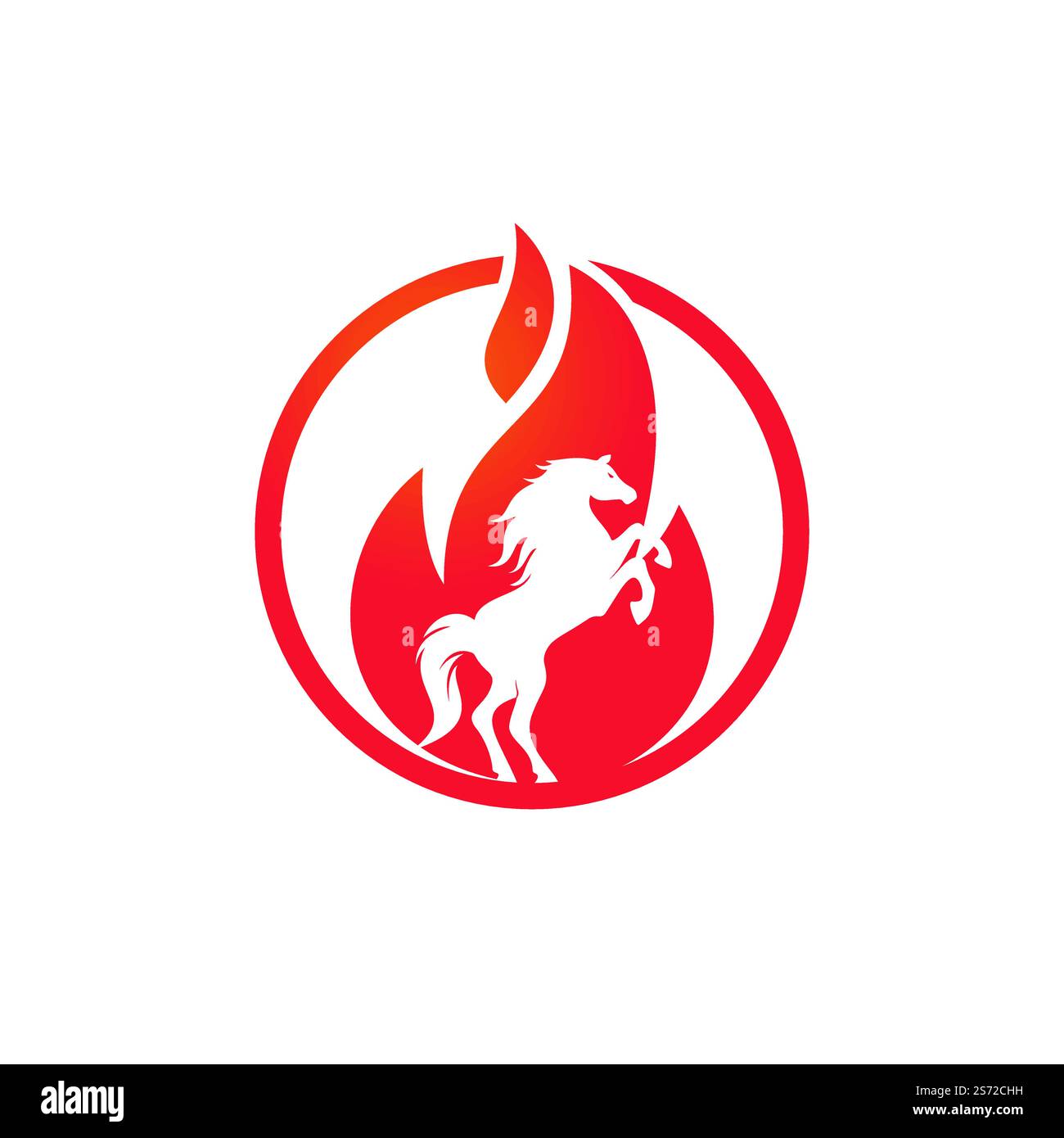 Burning horse in fire flame logo vector design template. Speed, freedom ...