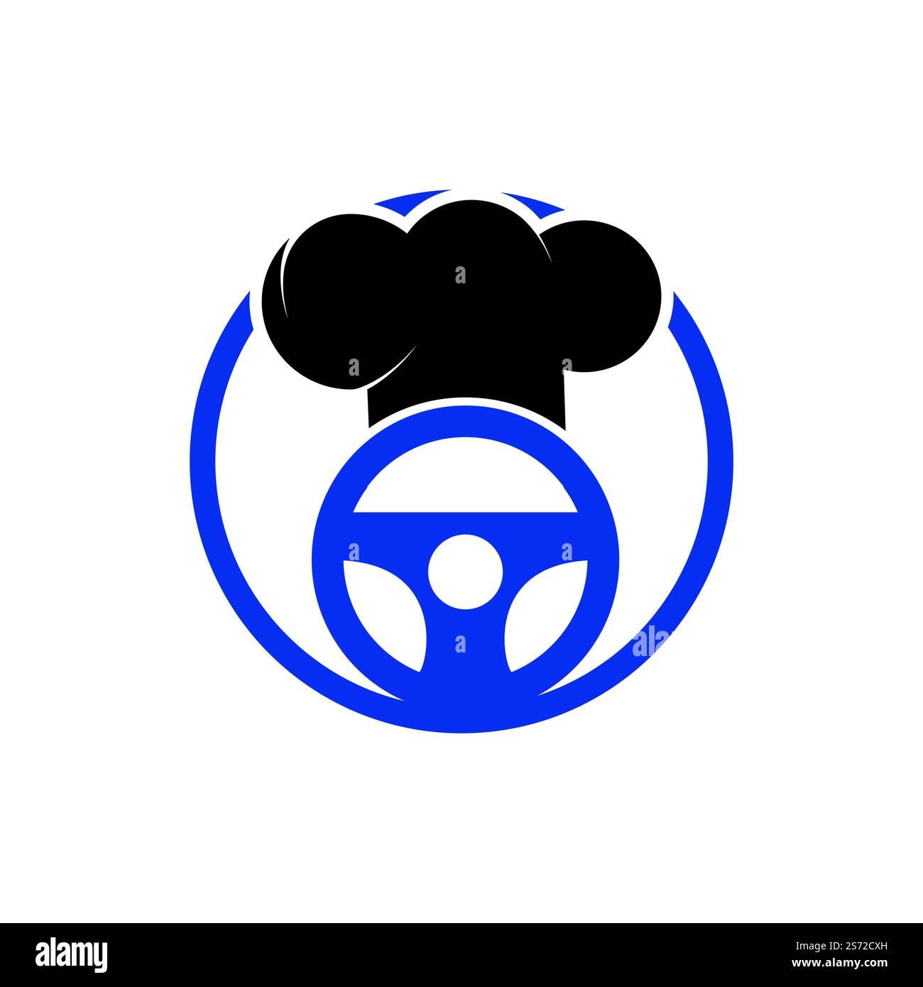 Food delivery catering vector logo design. Steering wheel and chef hat ...