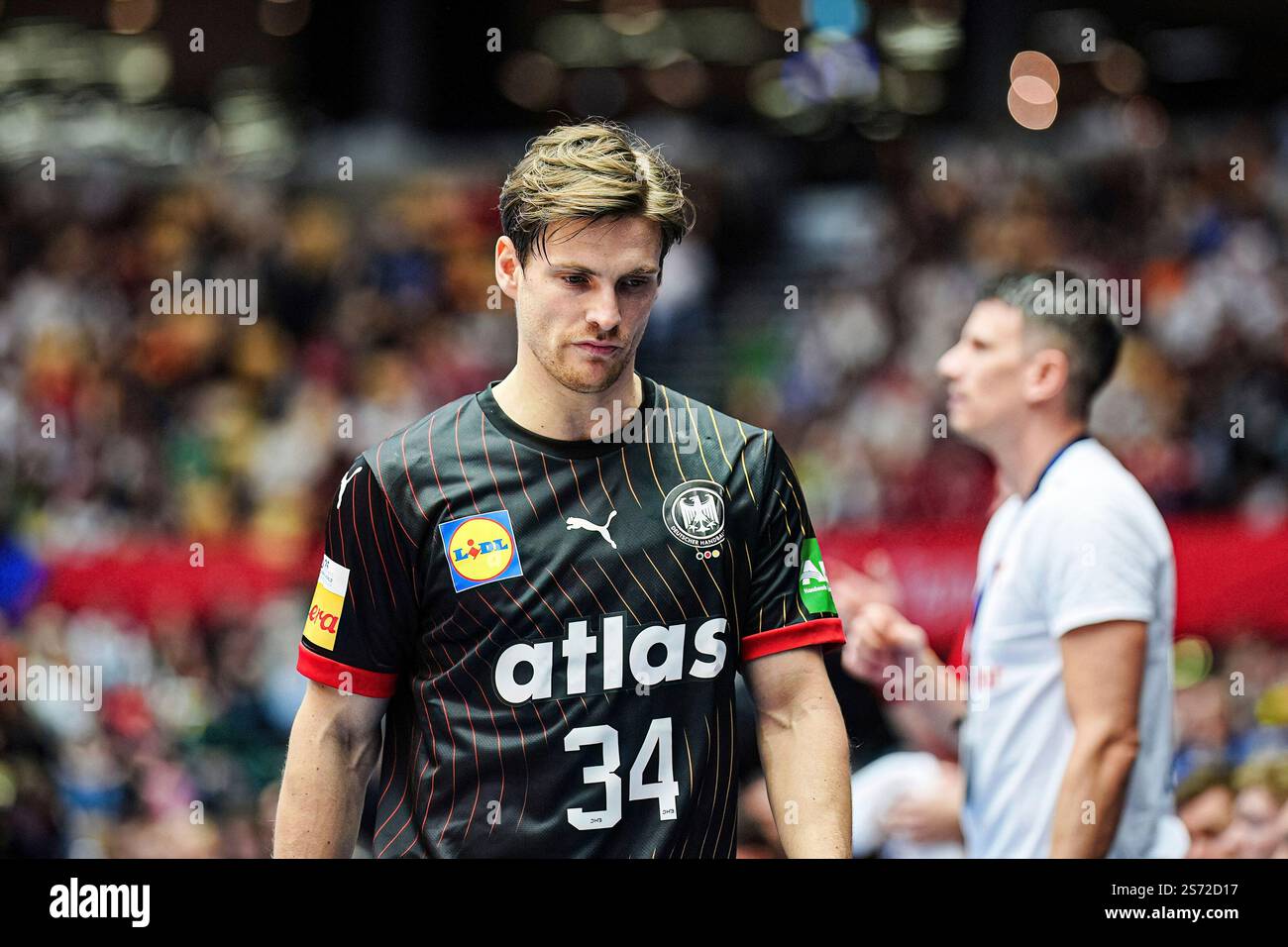 Rune Dahmke (Deutschland, #34) DEN, Schweiz vs. Deutschland, Handball ...
