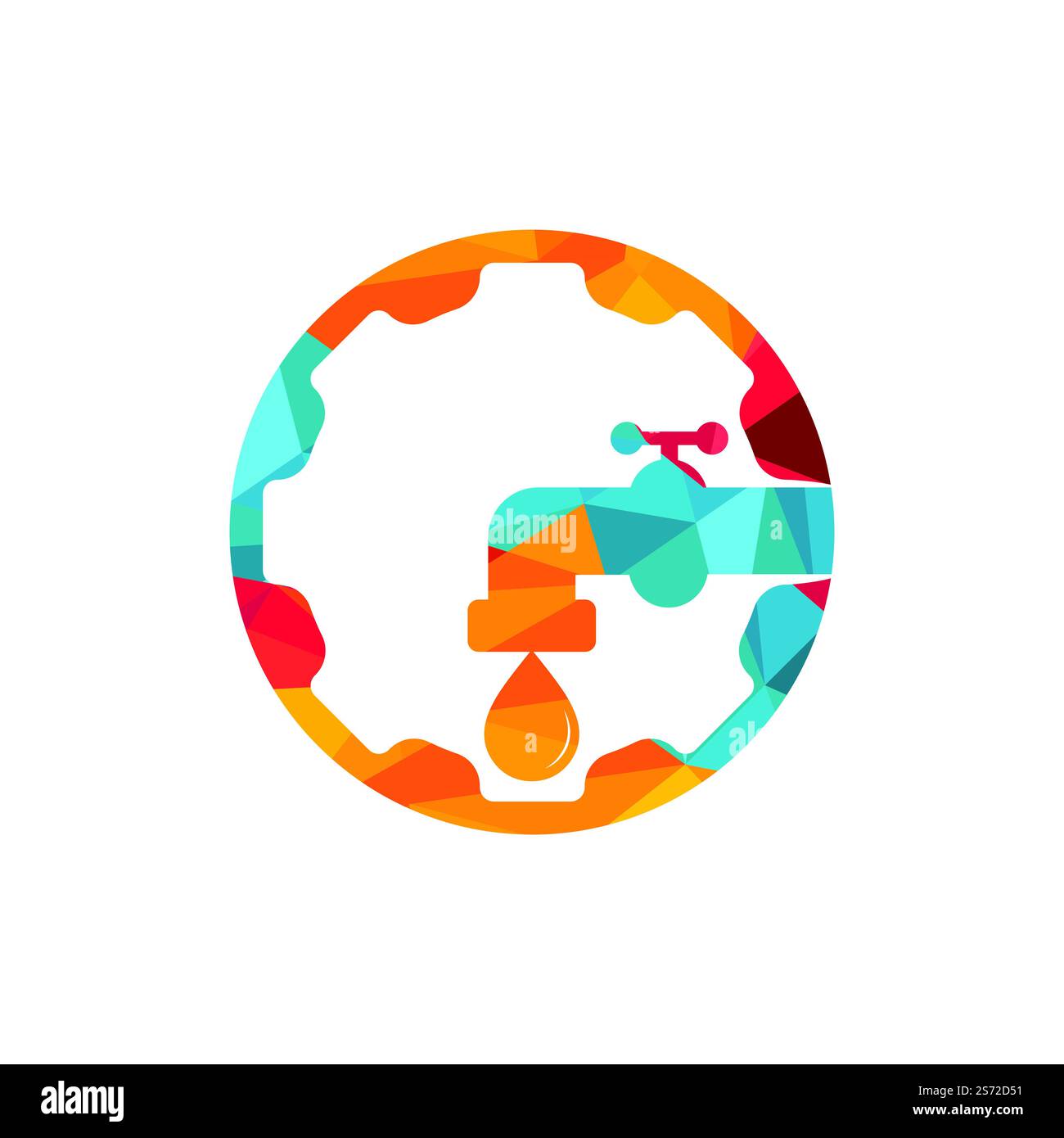 Plumbing symbol vector design business template. Water faucet with gear ...