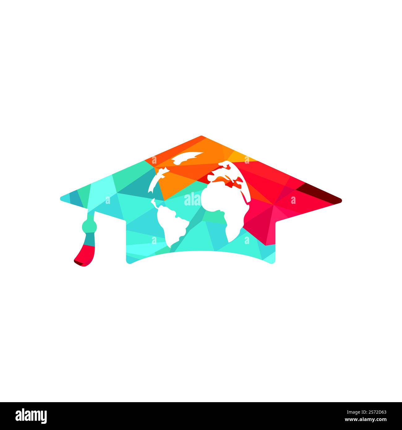 World education vector logo design. Globe with gradation cap and icon ...