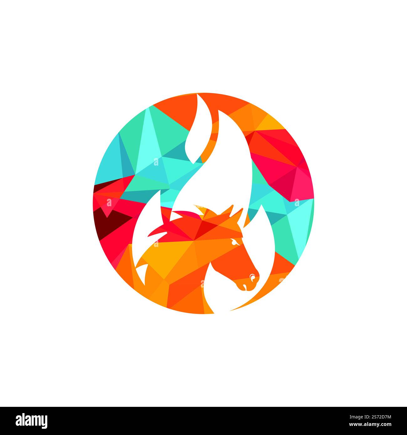 Burning horse in fire flame logo vector design template. Speed, freedom ...