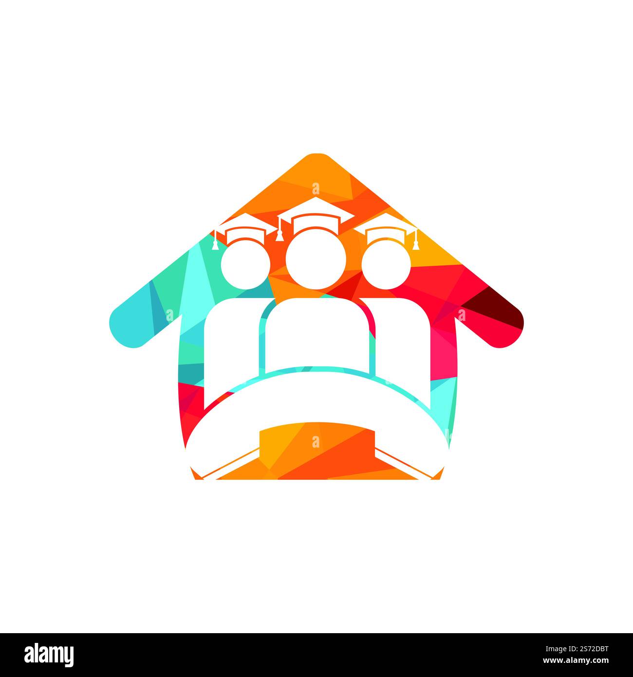Student Call vector logo design template. Students and handset with ...