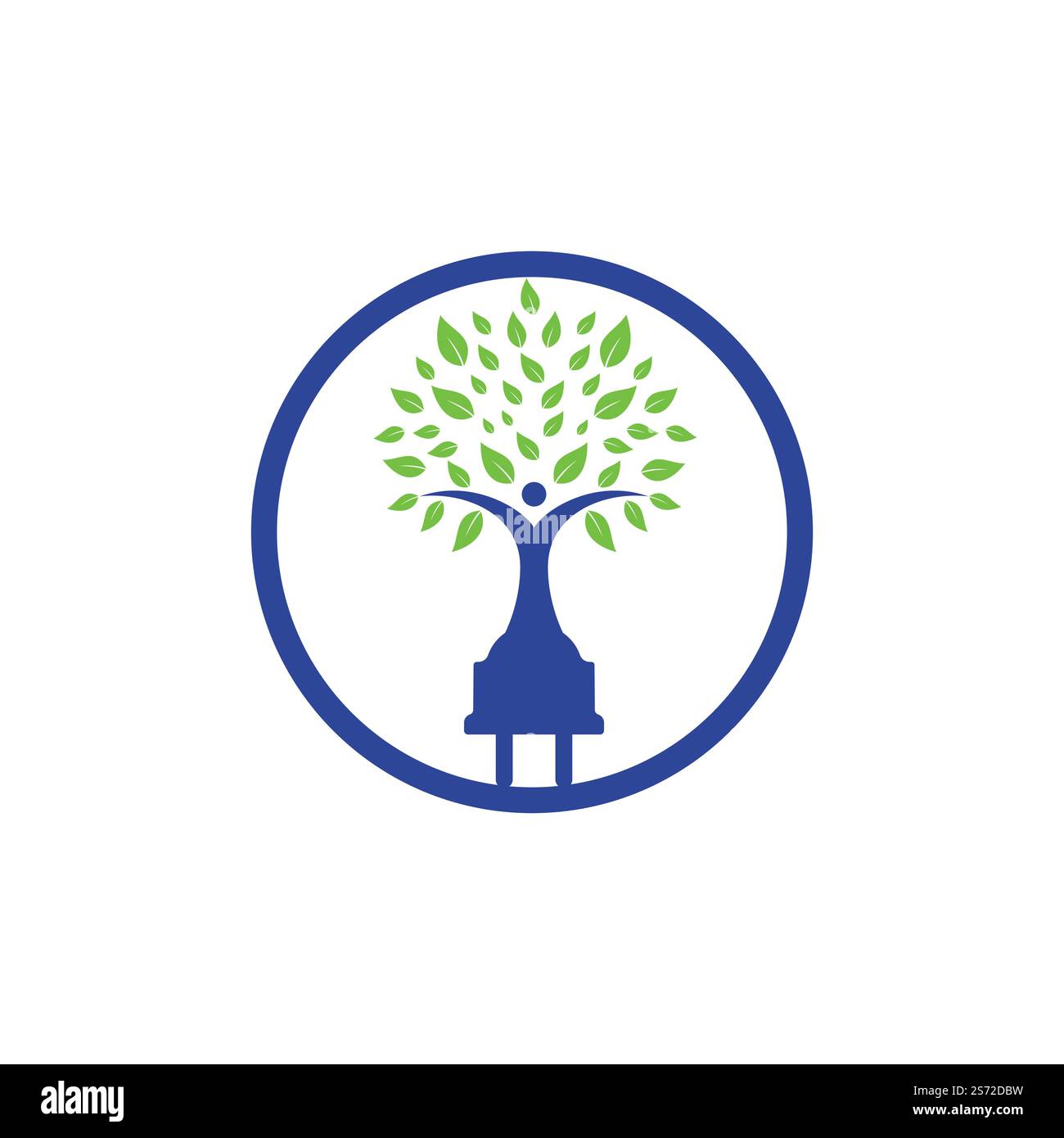 Electric cord and human tree vector logo design. Green energy ...