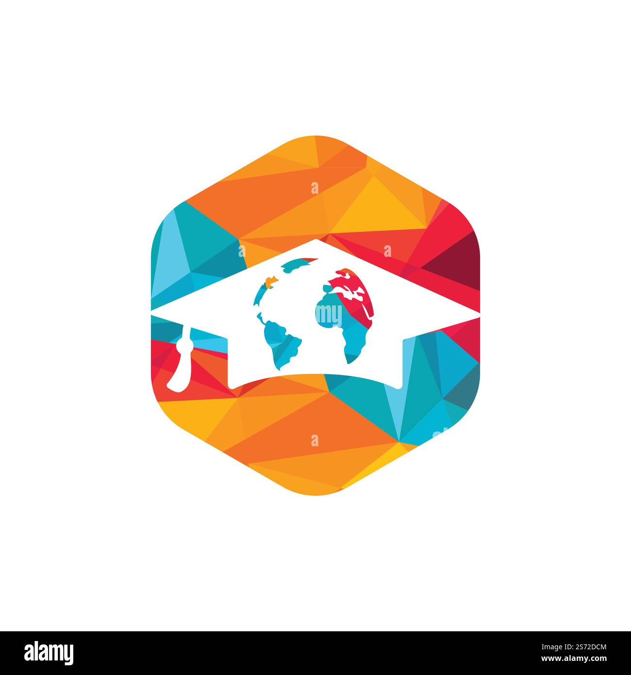 World education vector logo design. Globe with gradation cap and icon ...
