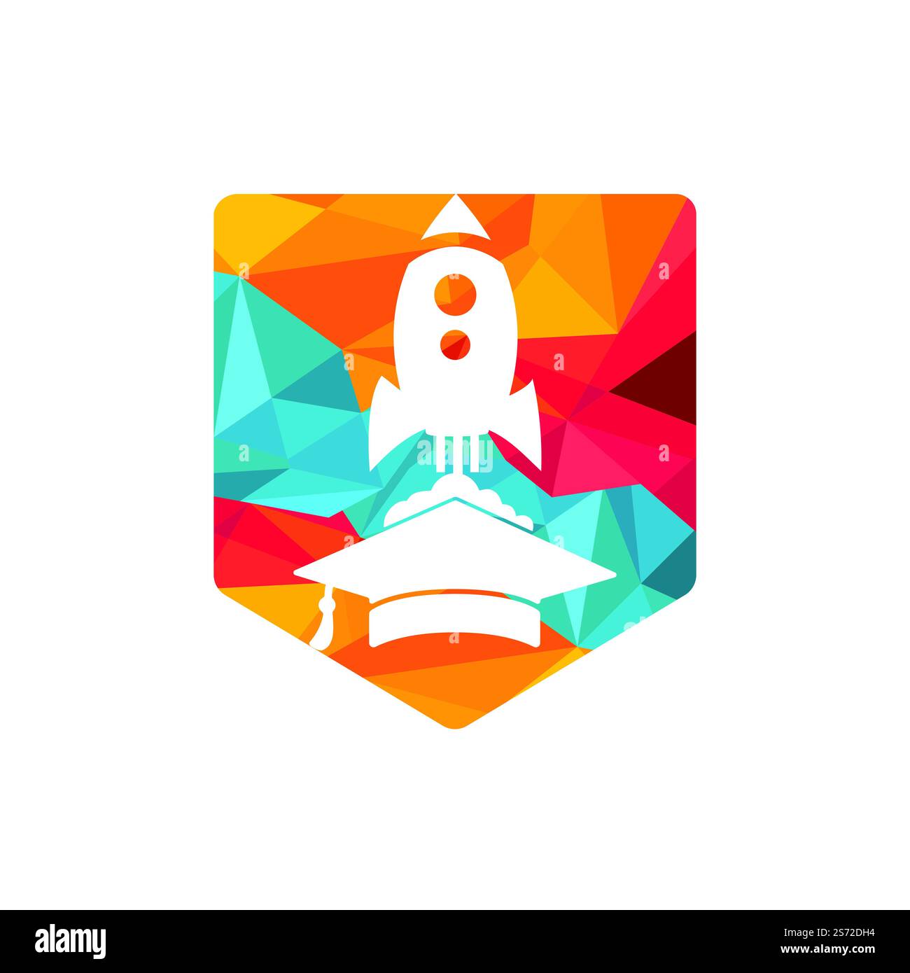 Graduation cap with rocket vector logo design. Rocket learning vector ...