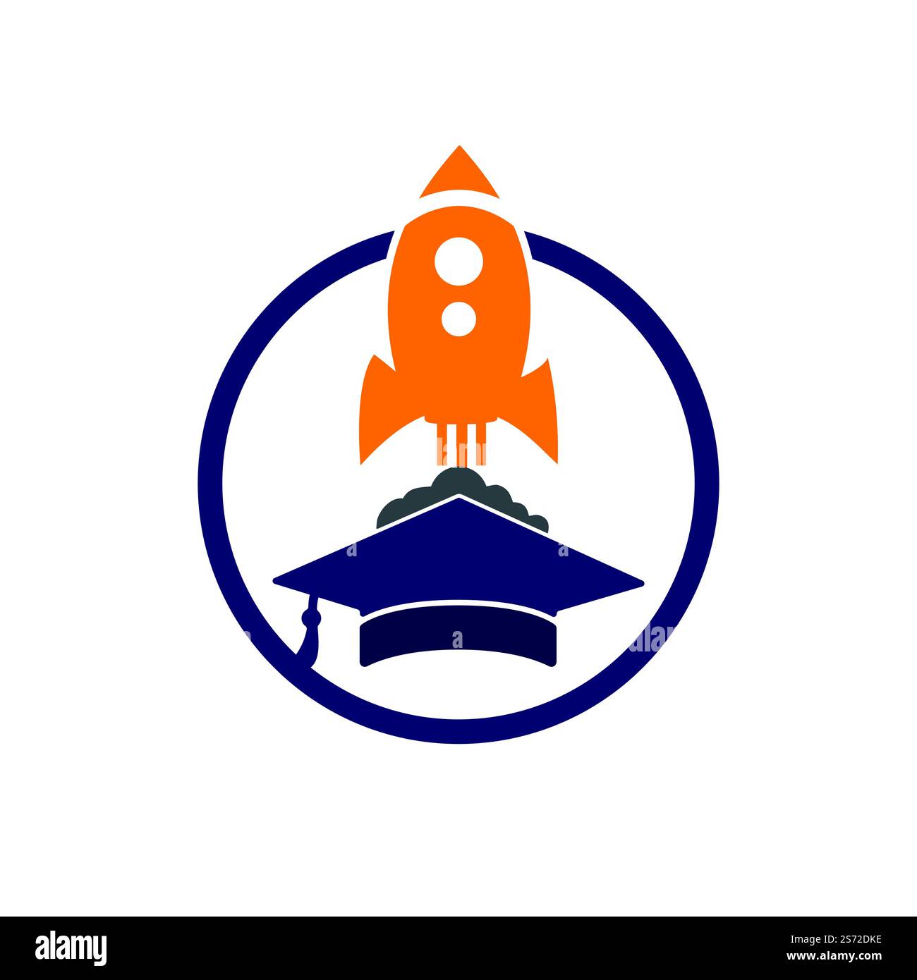 Graduation cap with rocket vector logo design. Rocket learning vector ...