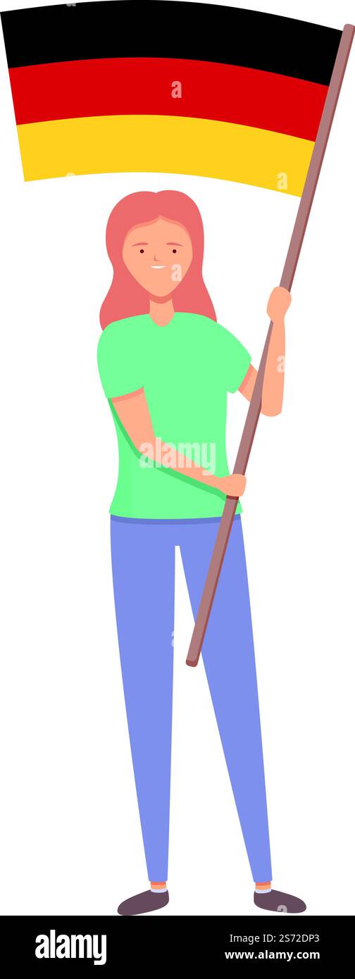 Girl with Germany flag icon cartoon vector. Child world. Country day ...