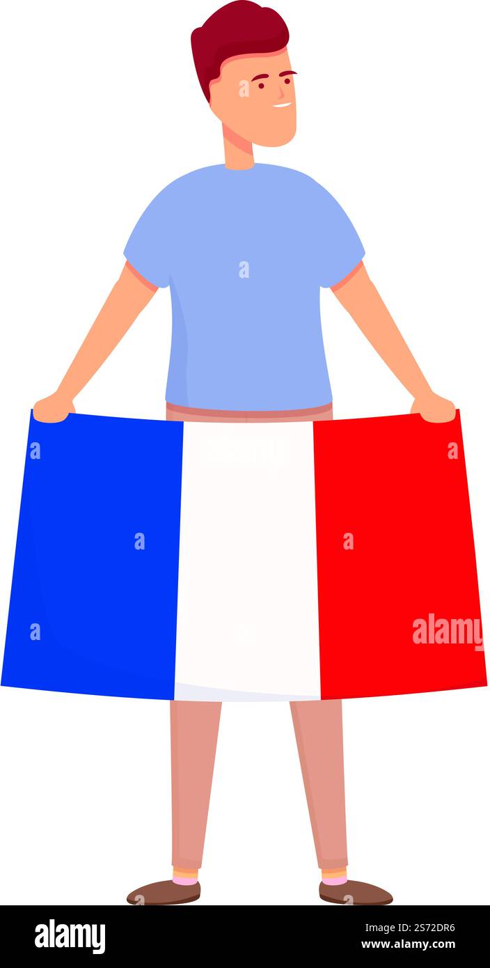 French boy with flag icon cartoon vector. World child. Cute boy. French ...