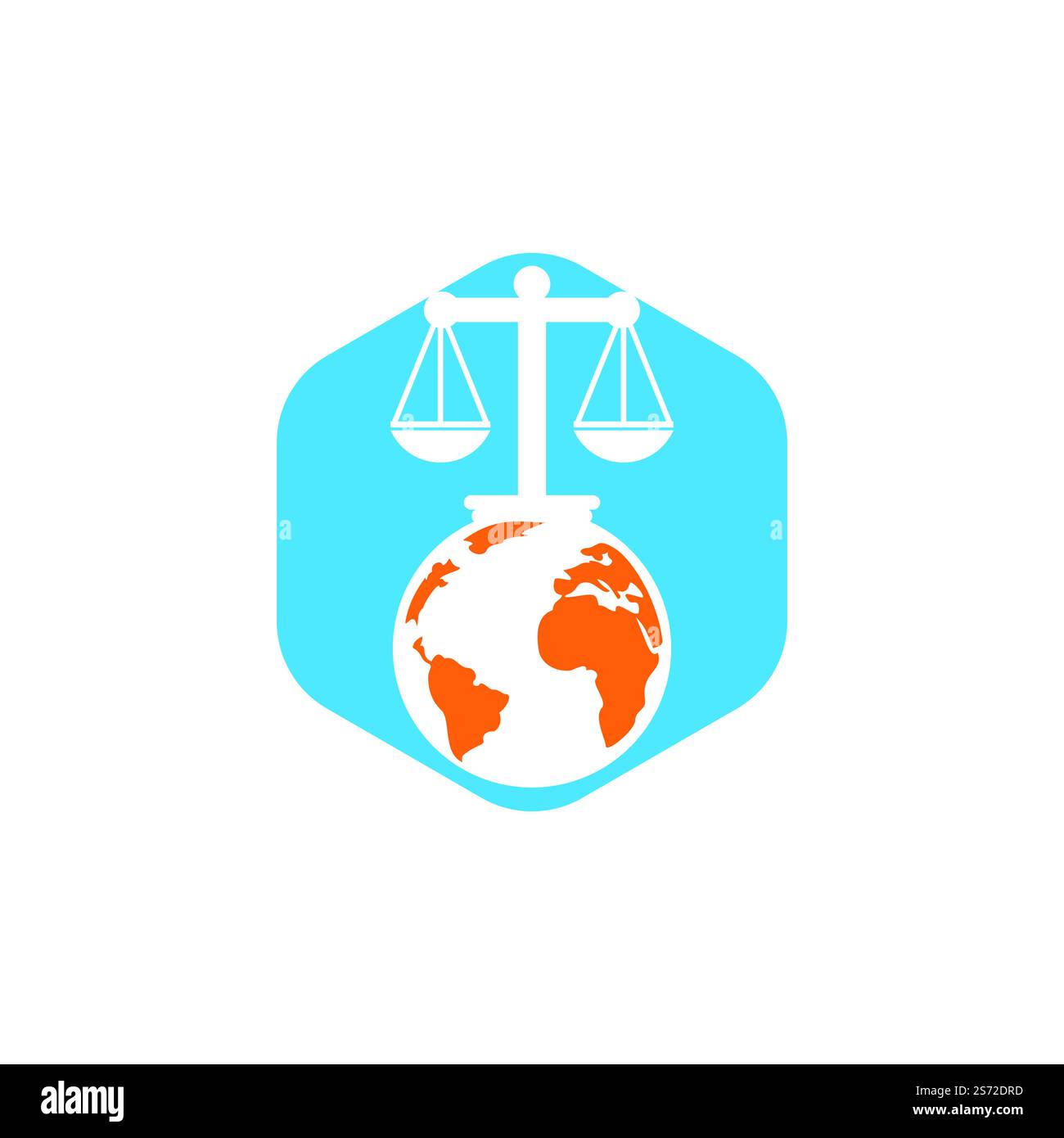 International tribunal and Supreme court logo concept. Scales on globe ...