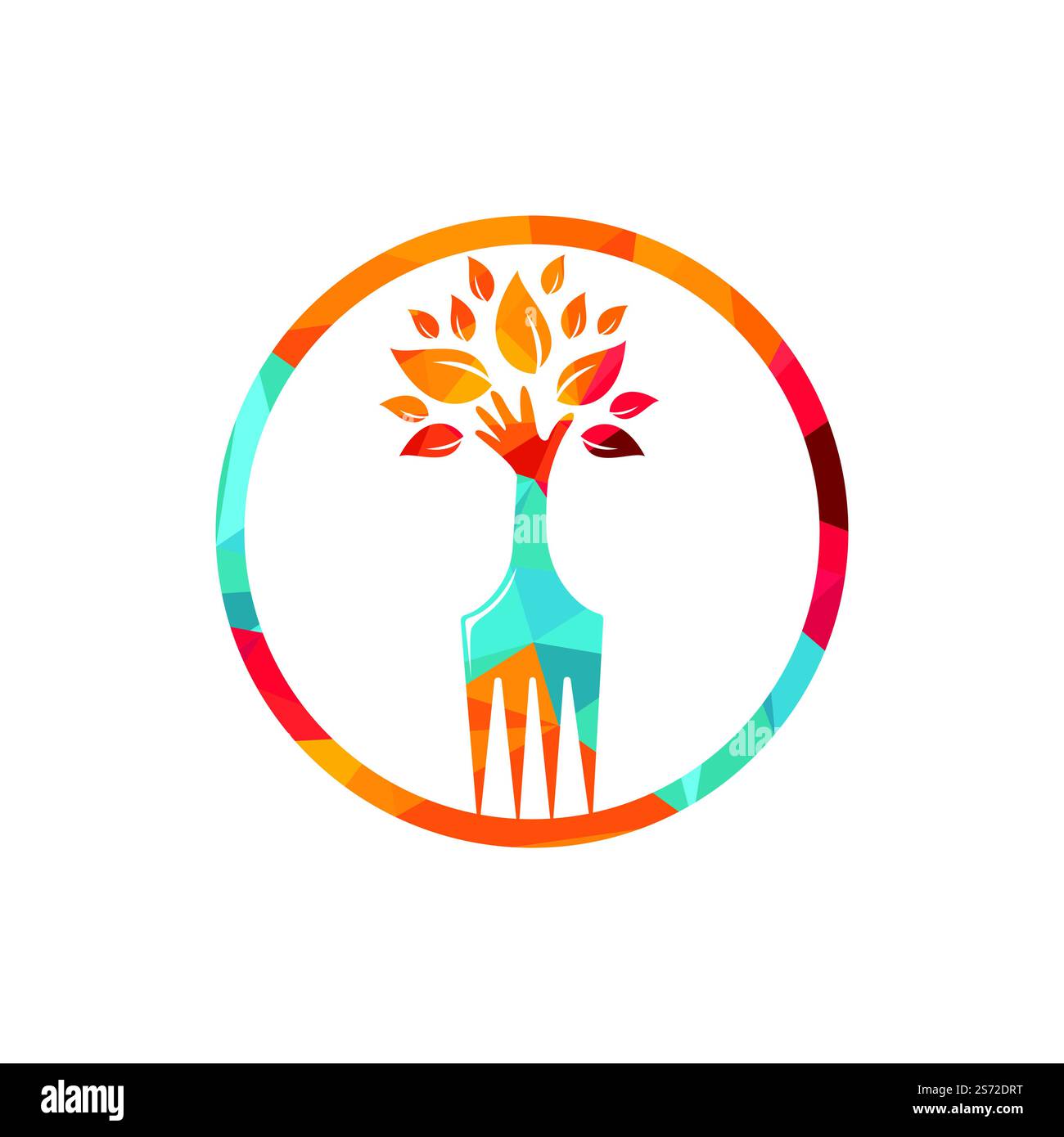 Fork hand tree vector logo design. Restaurant and farming logo concept ...