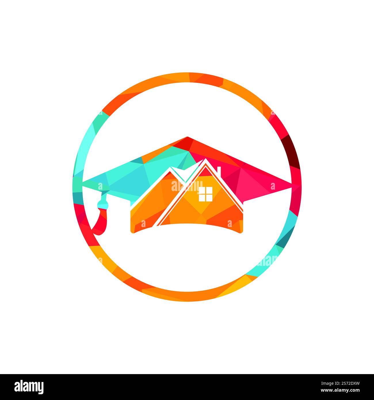 House school education logo design. Graduation hat and house icon ...