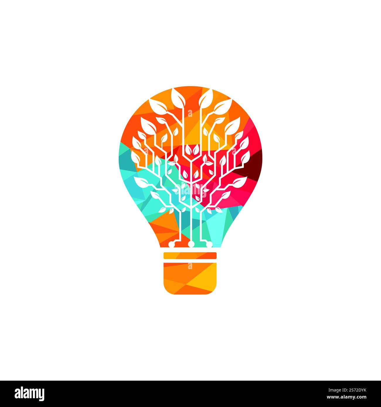 Tech tree vector logo design template. Connecting network tree with ...