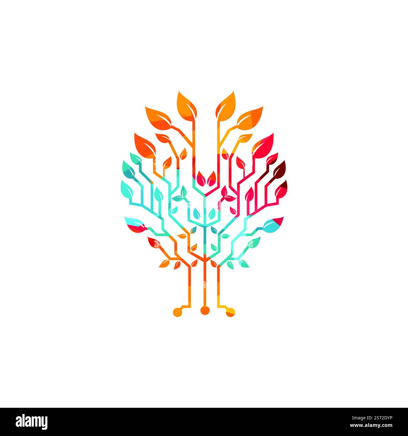 Tech tree vector logo design template. Connecting network tree icon ...