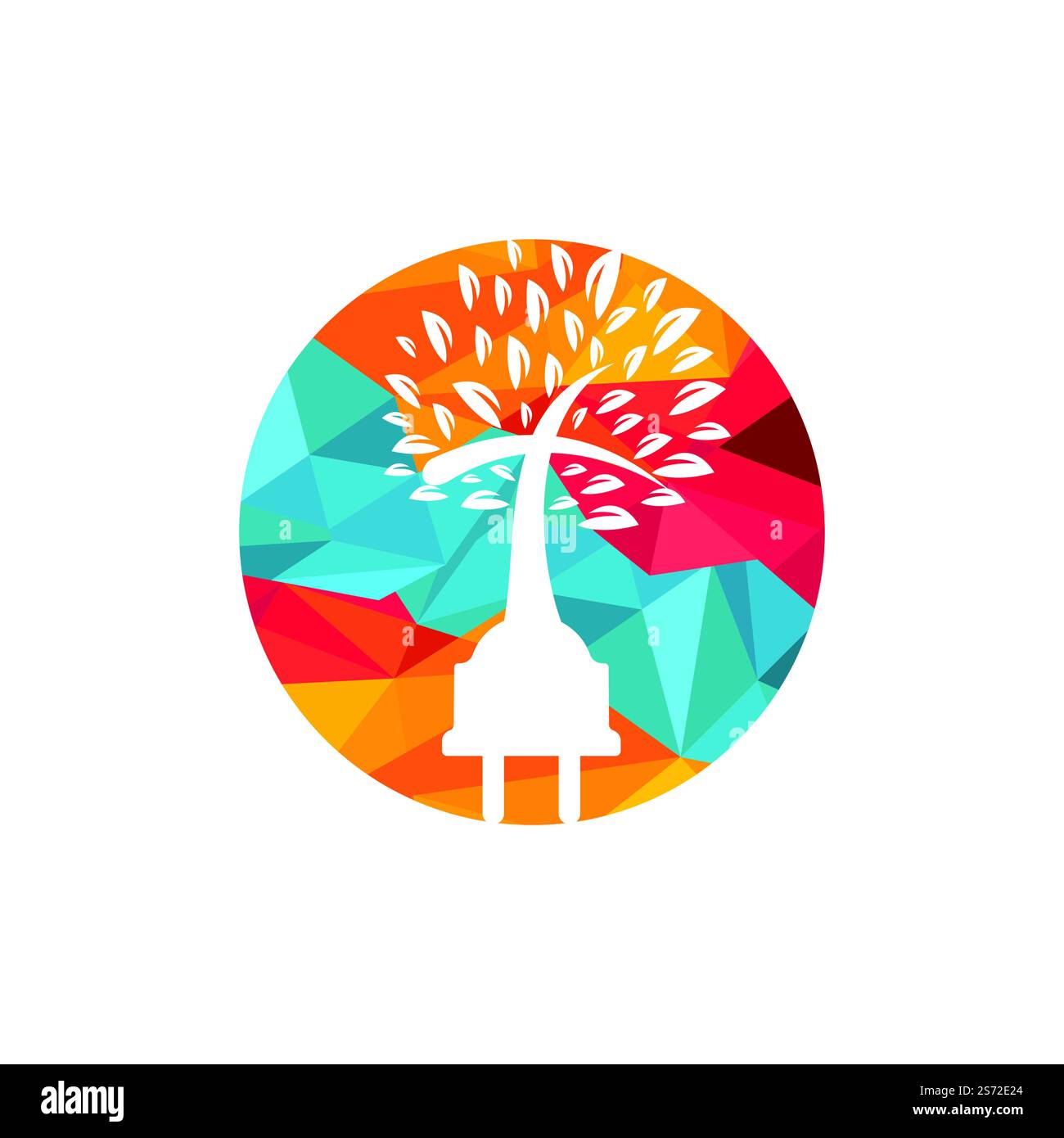 Tech church logo concept. Cord and church tree icon logo design Stock ...