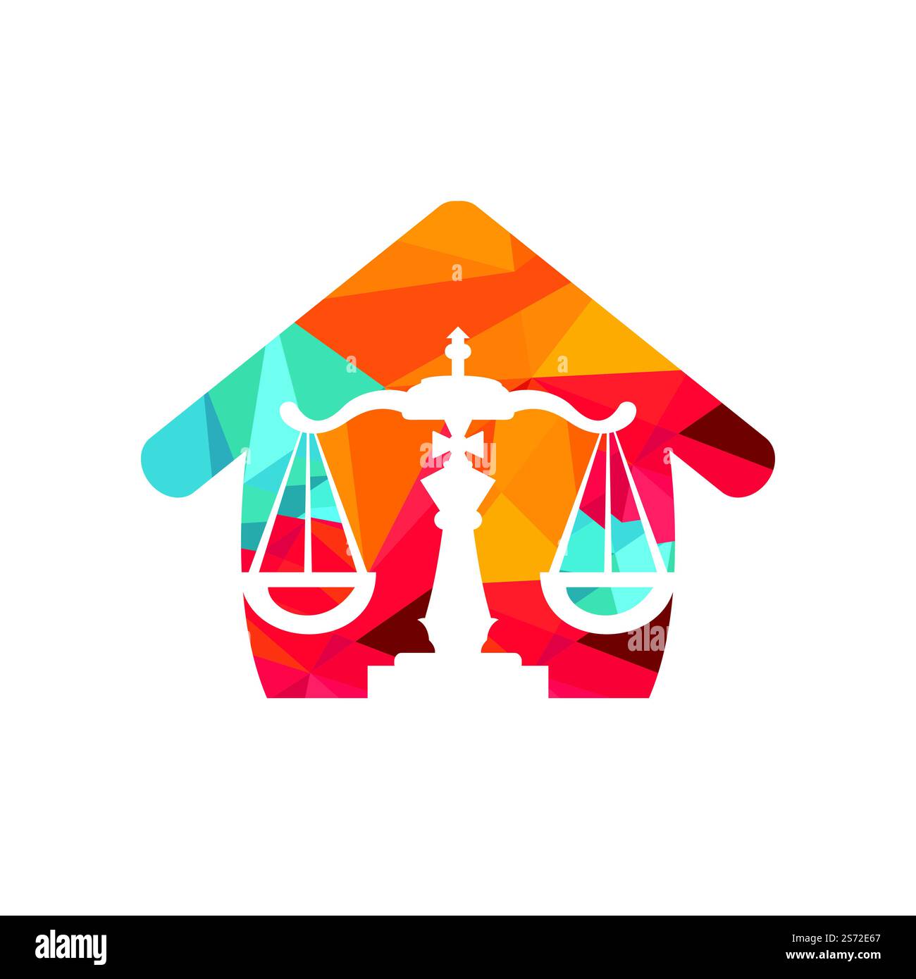 Chess law vector logo design template. Chess king and scale icon design ...