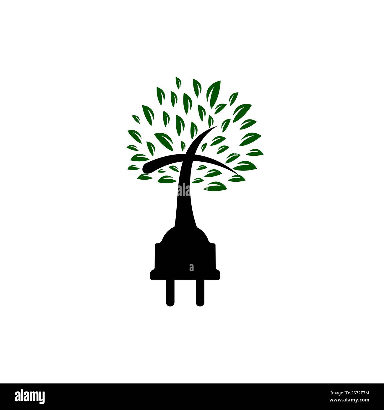 Tech church logo concept. Cord and church tree icon logo design Stock ...