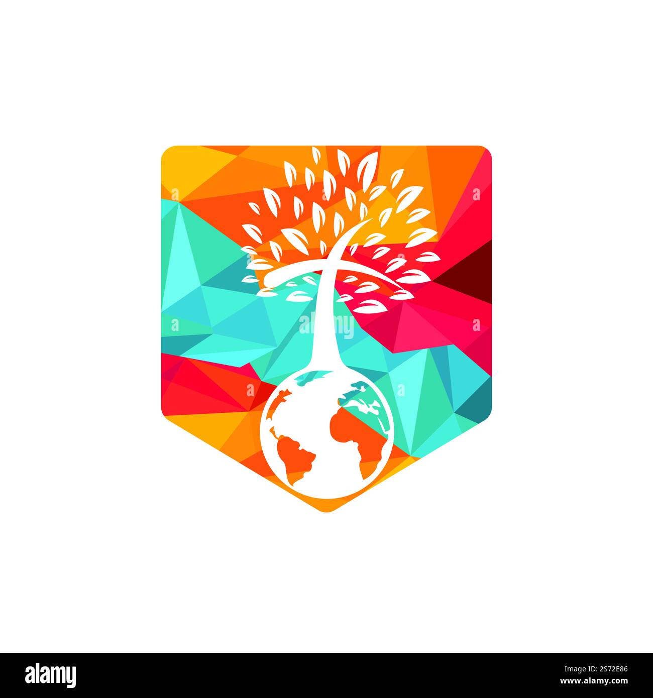 Global church vector logo design template. Globe with cross tree vector ...