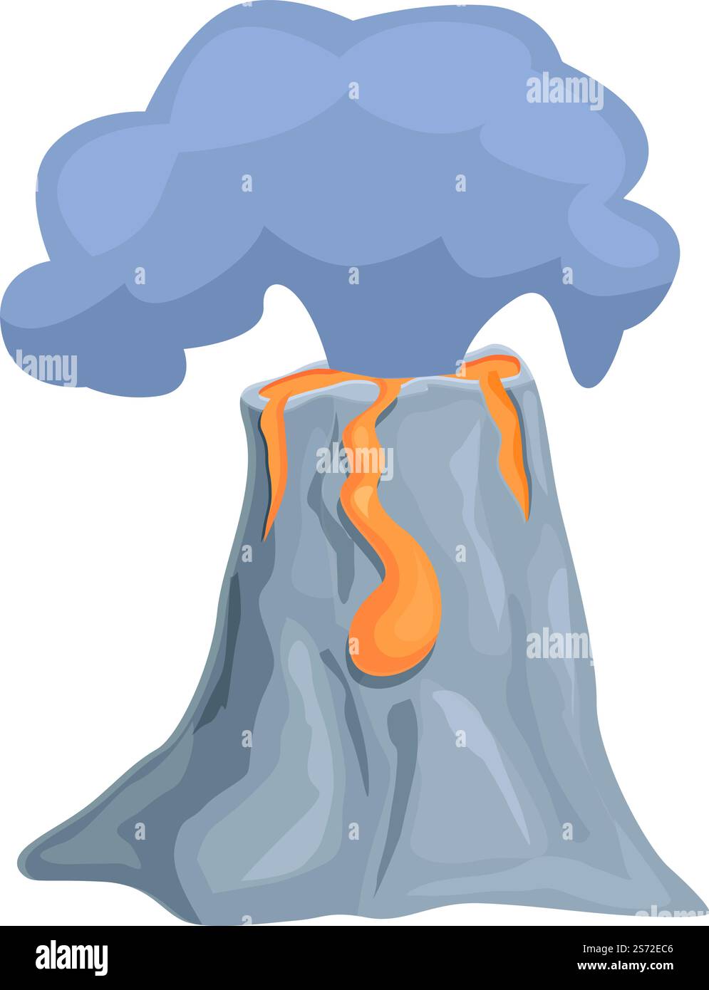 Cross volcano icon cartoon vector. Volcanic eruption. Natural vulcano. Cross volcano icon ...