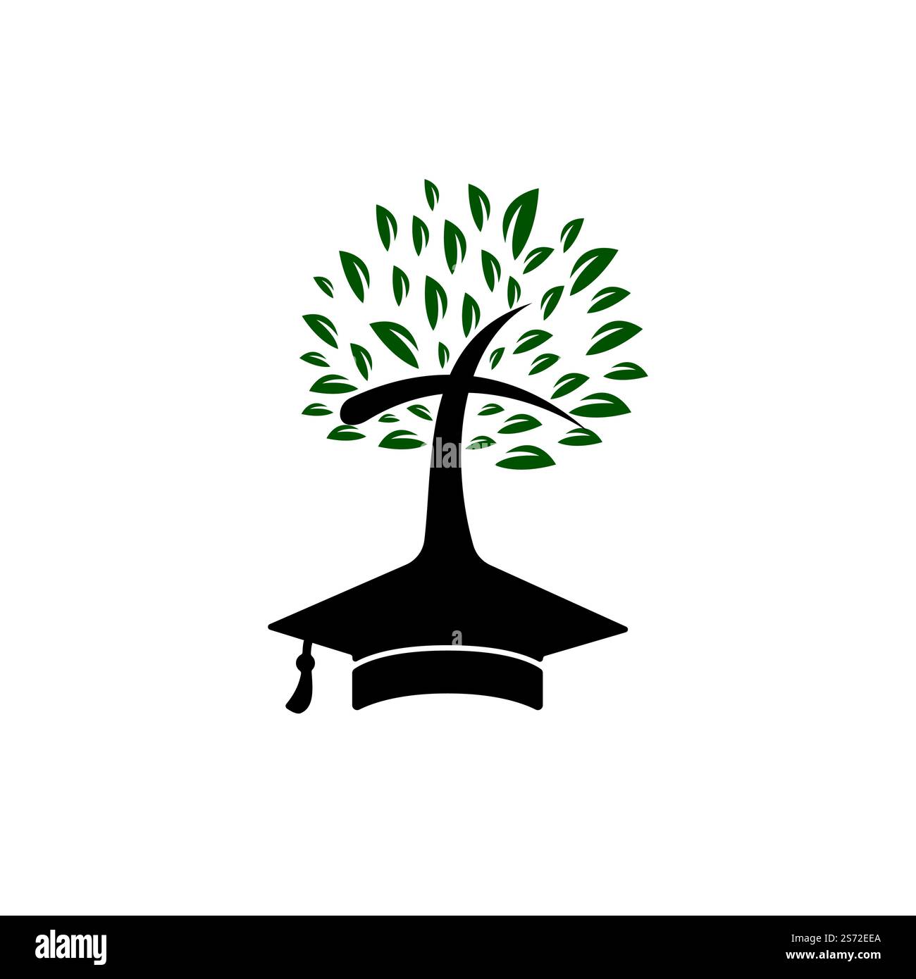 Education church vector logo design. Graduation cap and cross tree icon ...