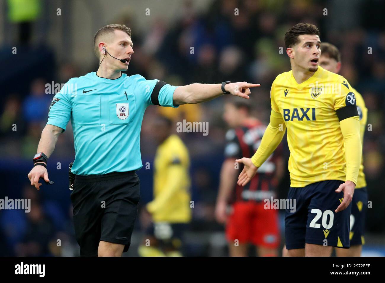 Referee Will Finnie disallows a goal during the Sky Bet Championship ...