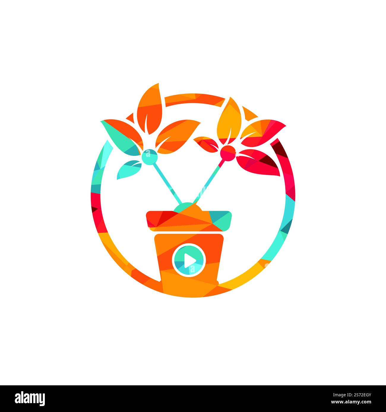 Nature tv vector logo design template. Flower pot and play button icon ...