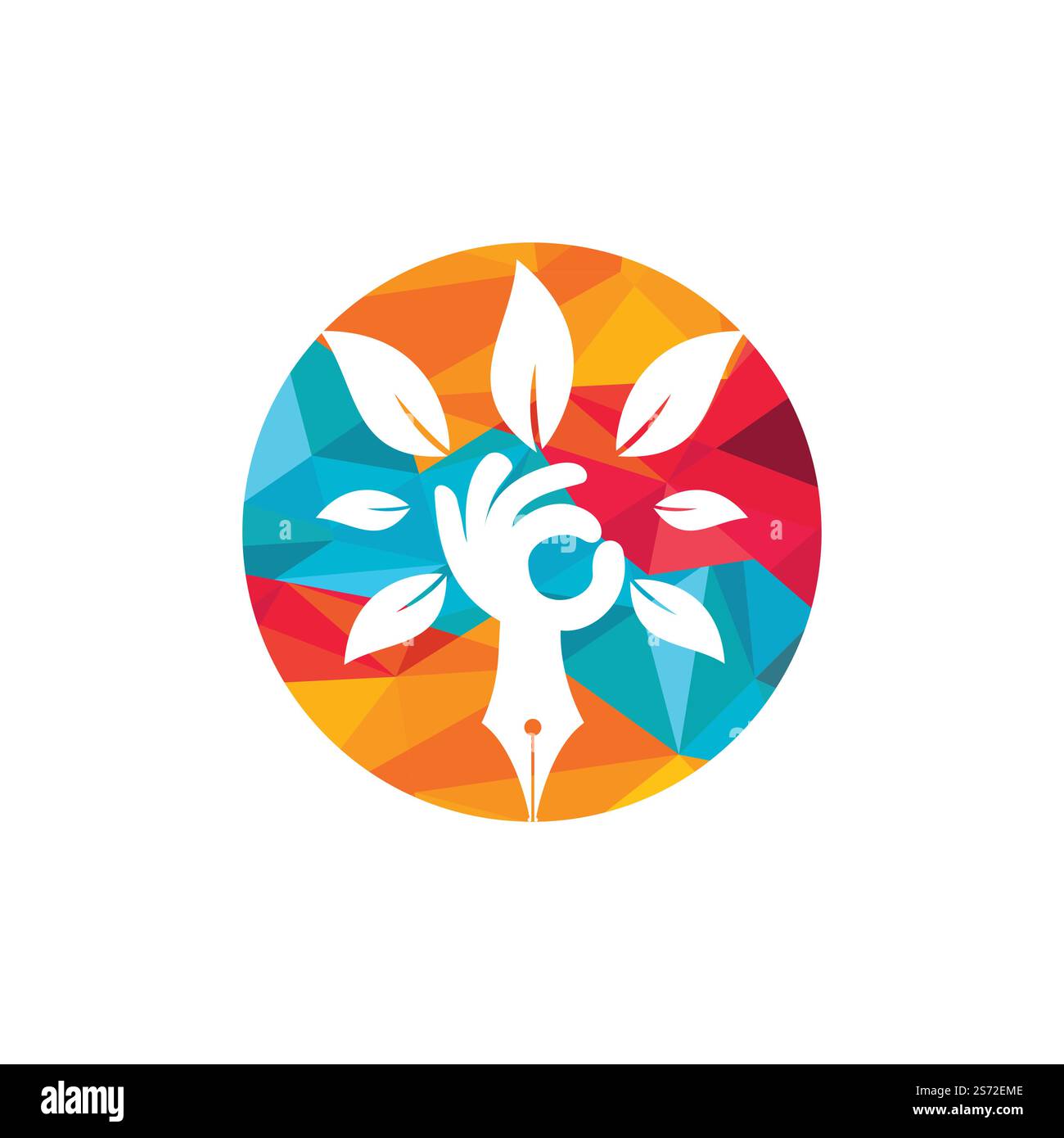 Education insurance and support logo concept. Pen and hand tree icon ...