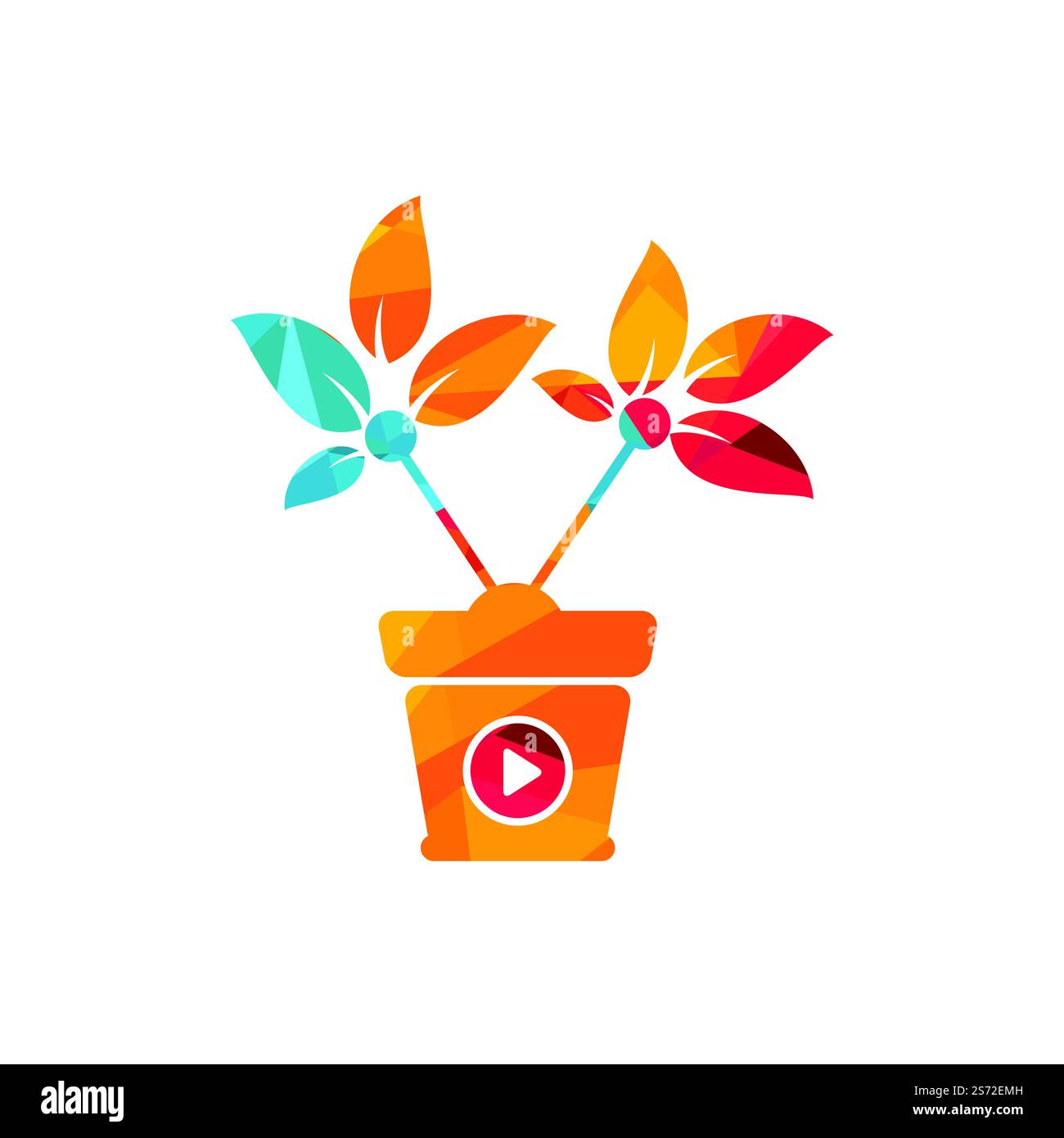 Nature tv vector logo design template. Flower pot and play button icon ...