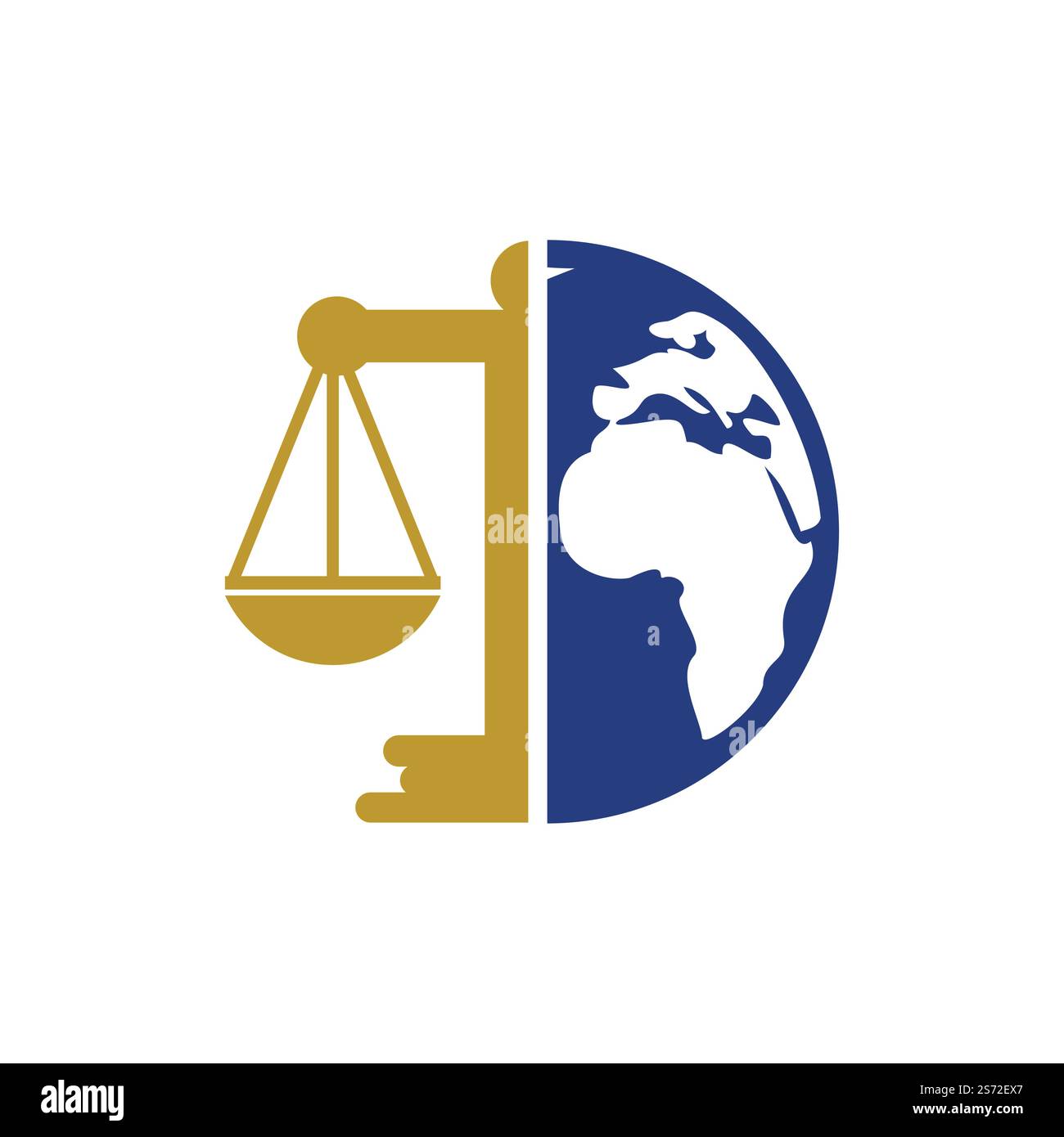 International tribunal and Supreme court logo concept. Scales on globe ...