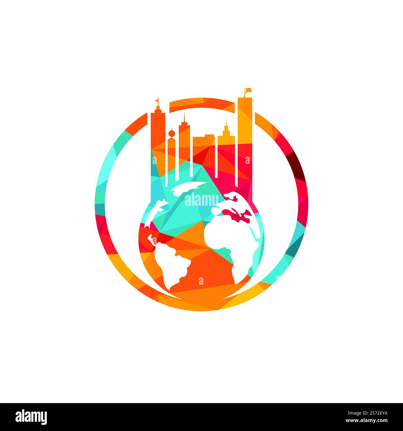 Globe city vector logo design concept. Globe and building logo design ...