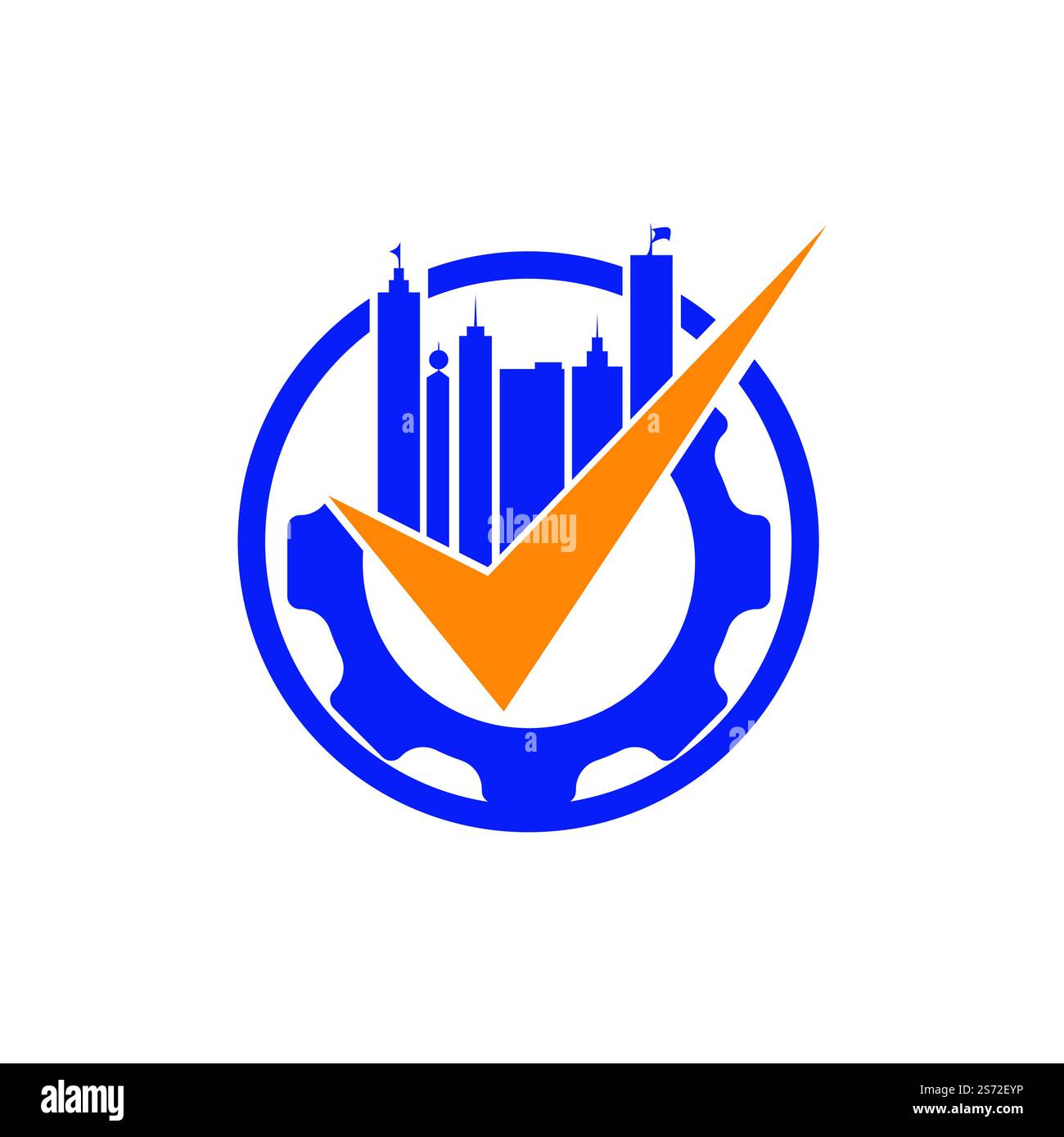 Building maintenance logo design template. Gear with skyscraper and ...