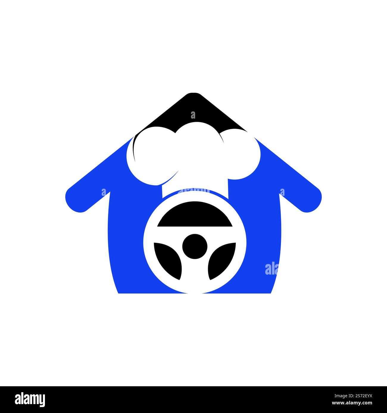 Food delivery catering vector logo design. Steering wheel and chef hat ...