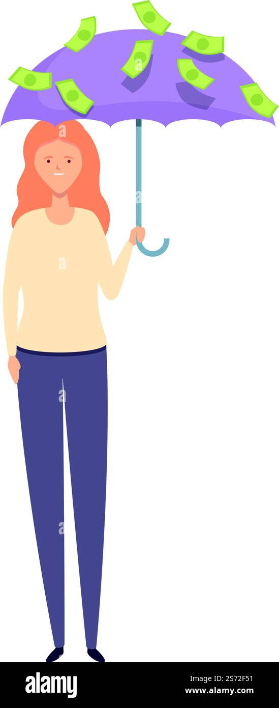 Passive income umbrella icon cartoon vector. Money work. Freedom job ...