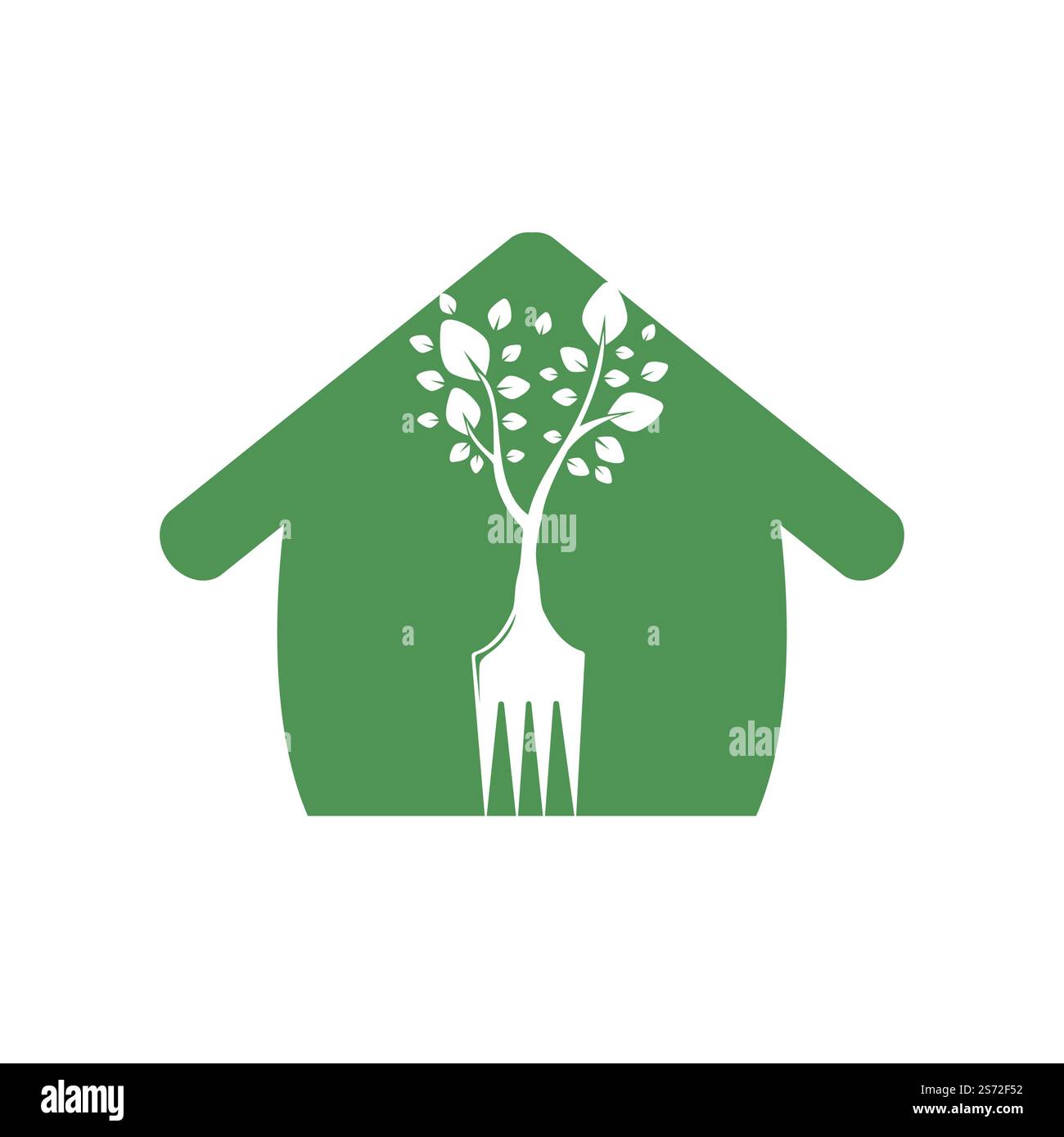 Fork tree with home shape vector logo design. Restaurant and farming ...