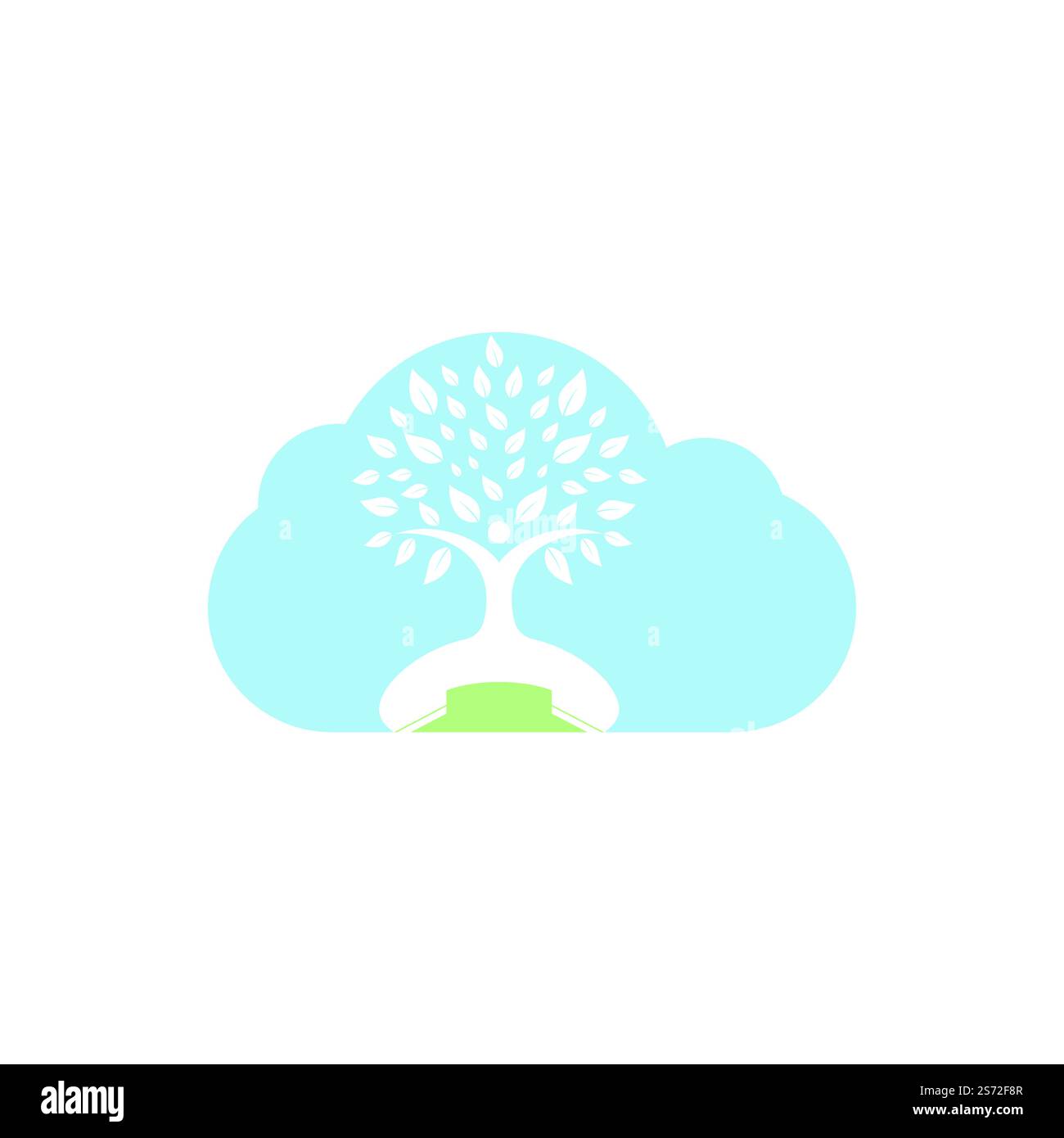 Nature call vector logo design. Handset and human tree with cloud shape ...