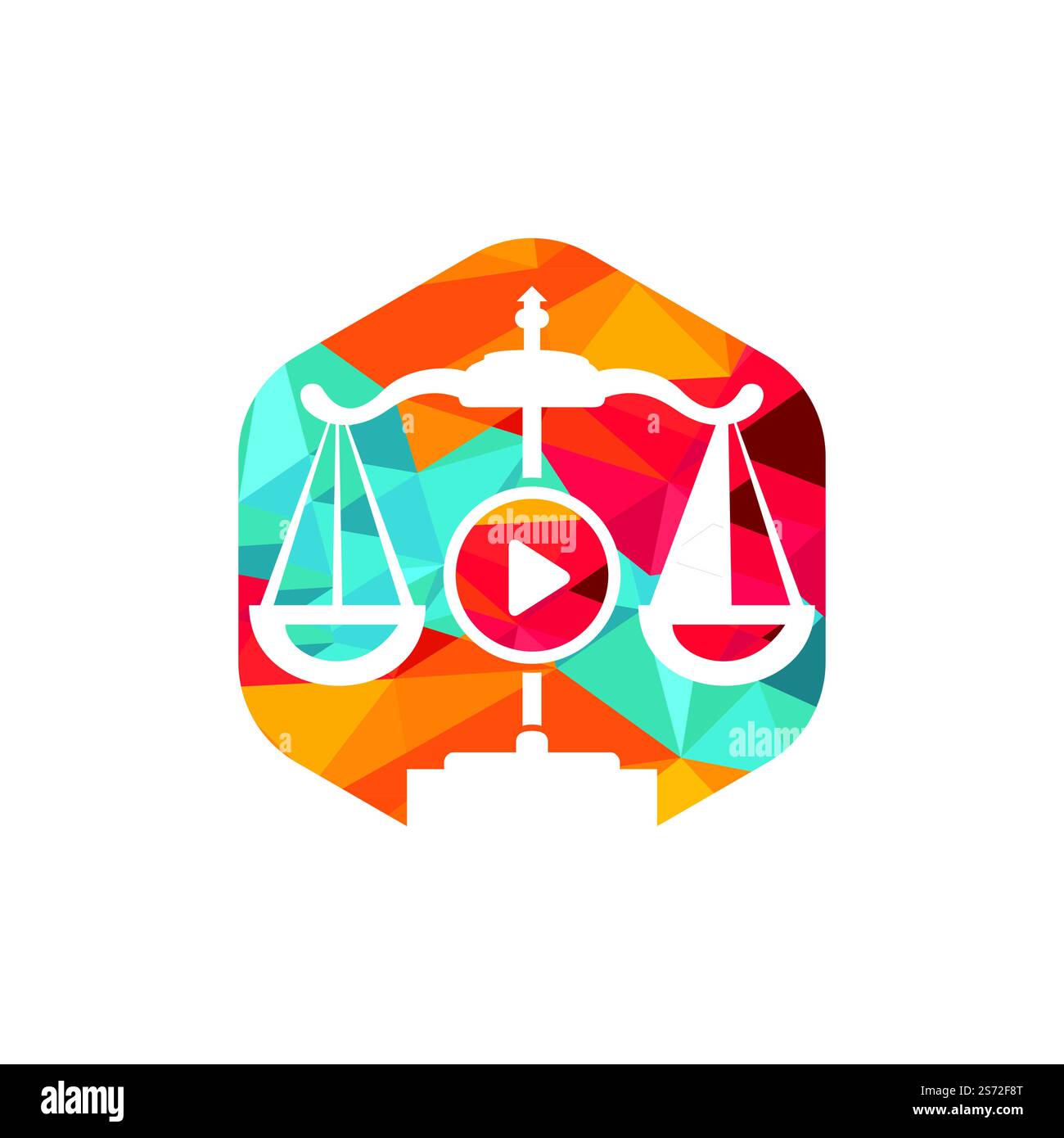 Creative play media law firm vector logo design. Scales and record ...