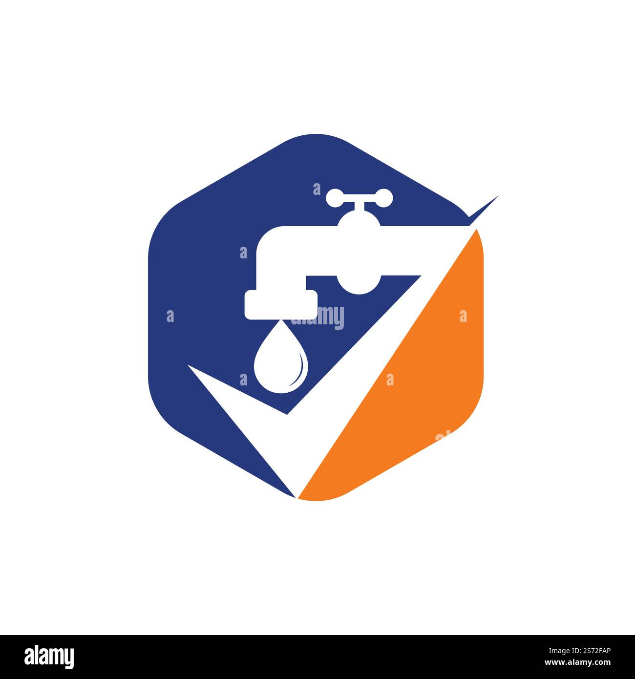 Check plumbing logo template illustration. Water faucet with check tick ...