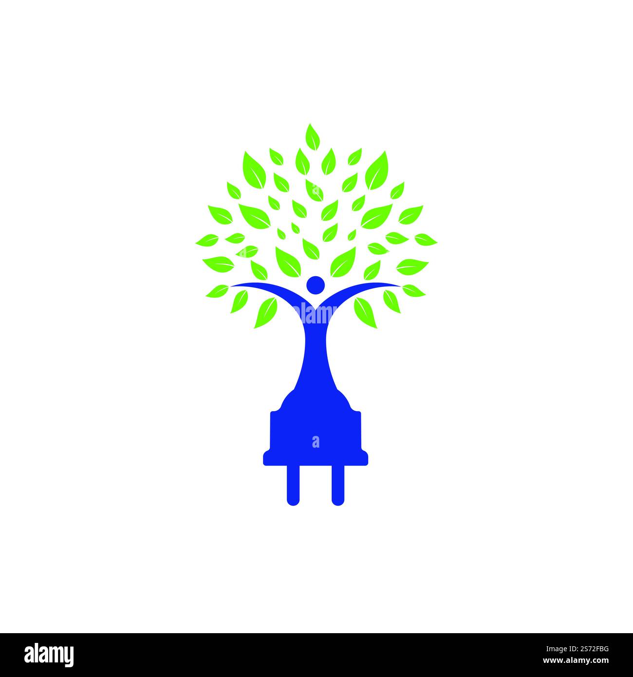 Electric cord and human tree vector logo design. Green energy ...