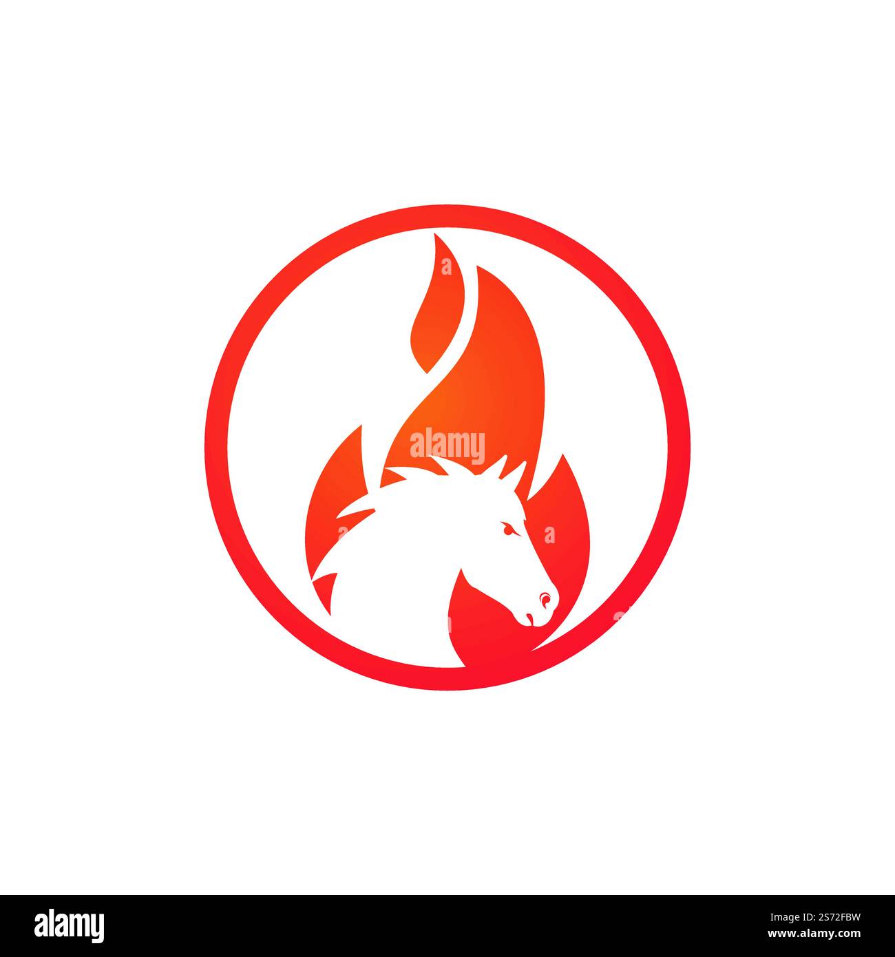 Burning horse in fire flame logo vector design template. Speed, freedom ...