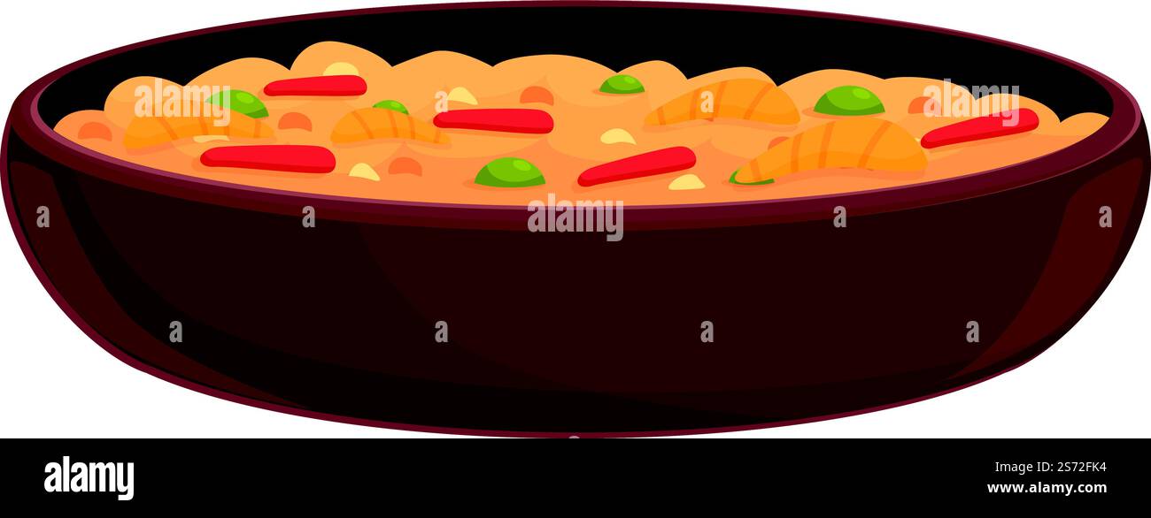 Paella ingredient icon cartoon vector. Spanish food. Menu pan. Paella ...