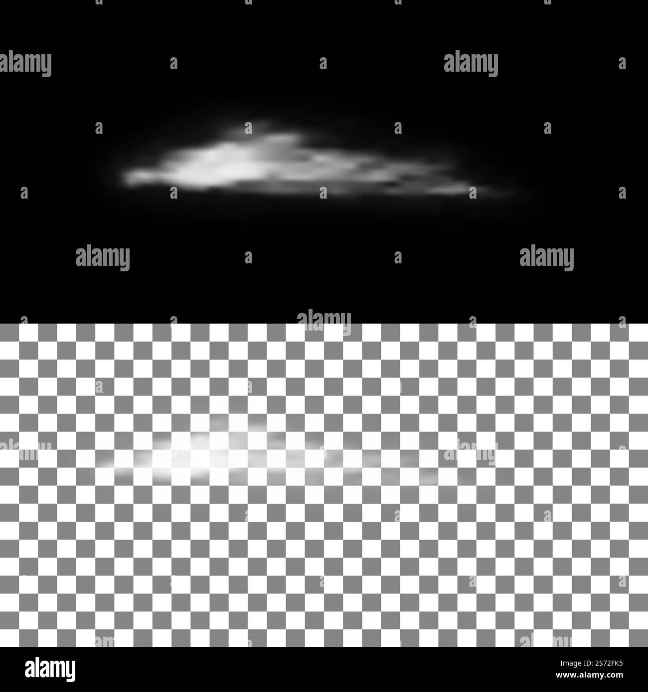 Realistic Cloud With Transparency On Black And Grid Background. Vector ...