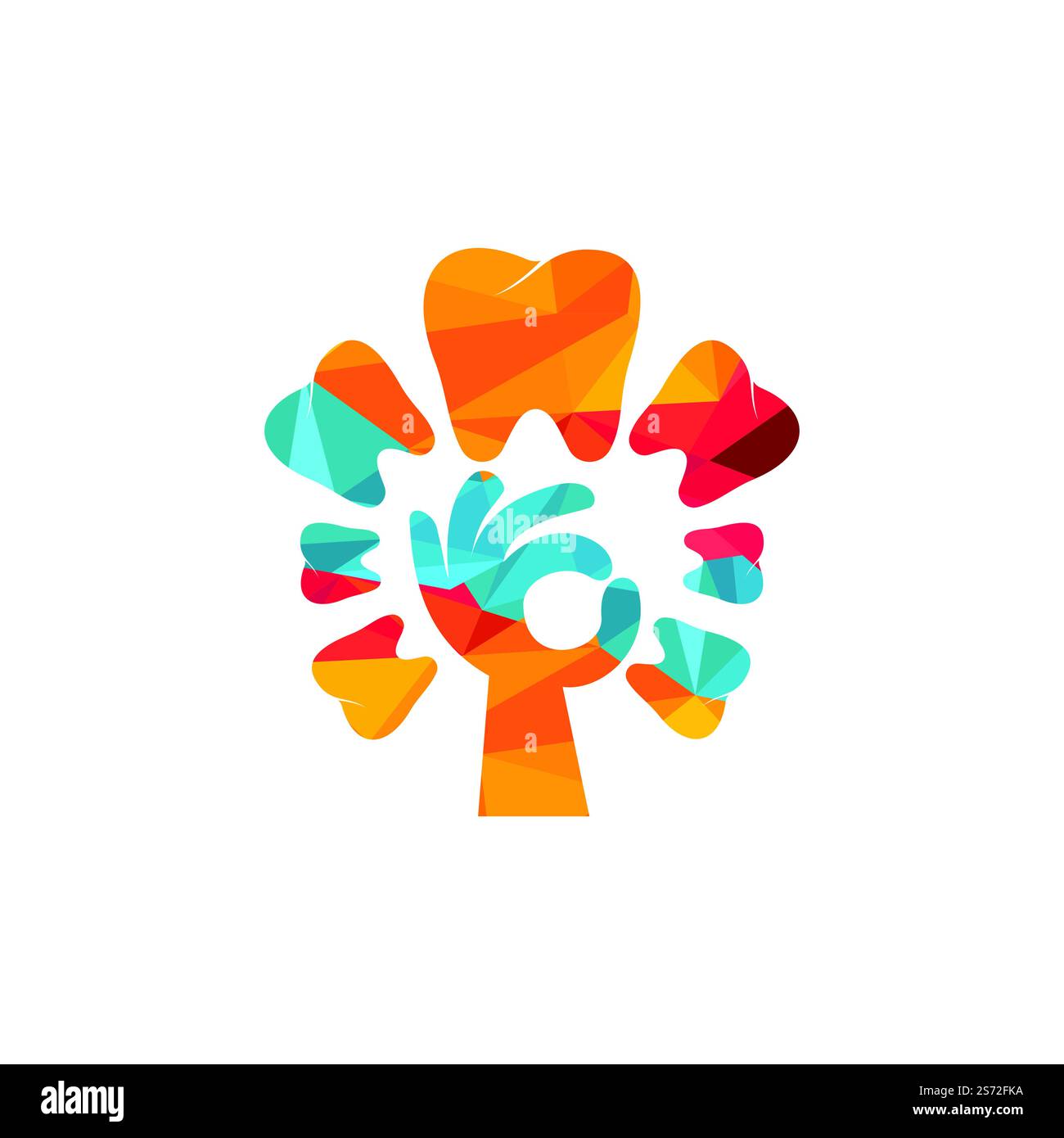 Dental care vector logo template. Teeth and hand tree icon design Stock ...