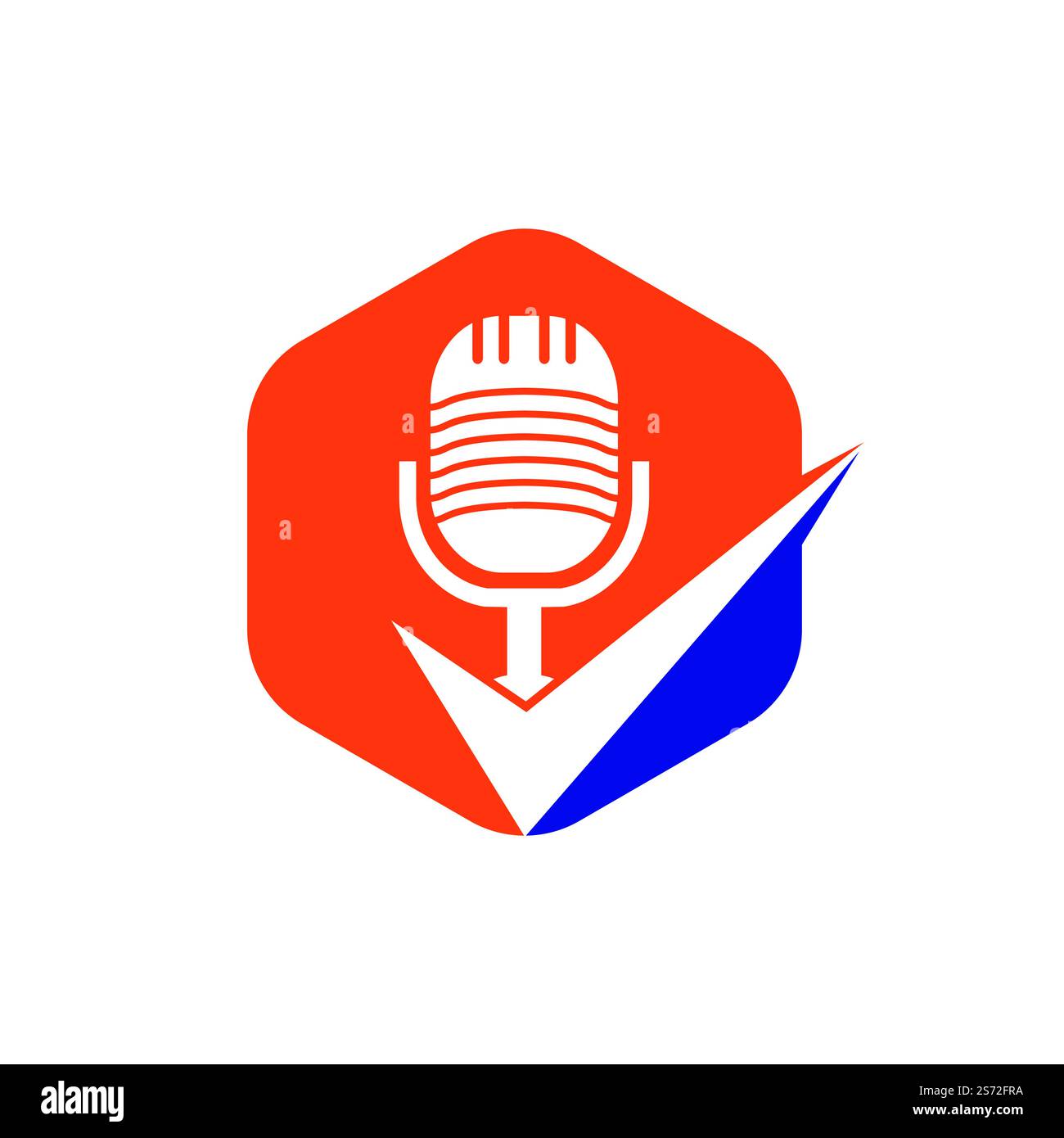 Check podcast vector logo design template. Microphone and tick icon ...