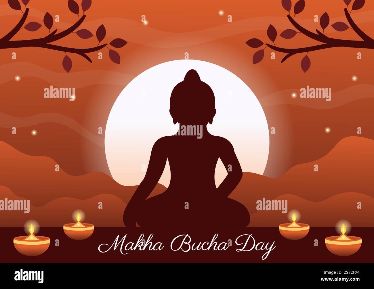 Happy Makha Bucha Day Template Hand Drawn Cartoon Flat Illustration ...